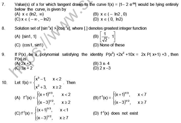JEE Mathematics Relation and Functions MCQs Set B with Answers